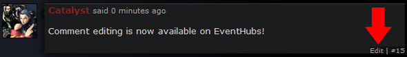 Comment editing now available on EventHubs