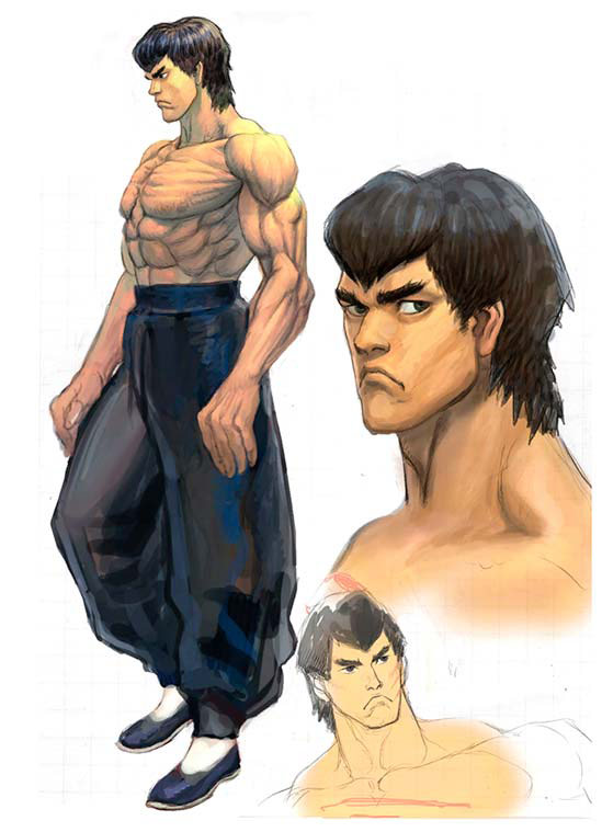 Street Fighter 4 concept sketches of Sakura, Blanka, Dan, Fei Long and ...