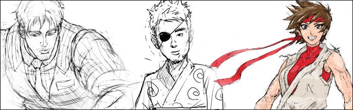 Mayor Cody, goofy Menat, Bonchan as both Sakura and Sagat...? Nom's ...