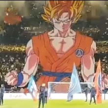 French soccer fans raise a giant banner of Goku and Dragon Balls, and ...