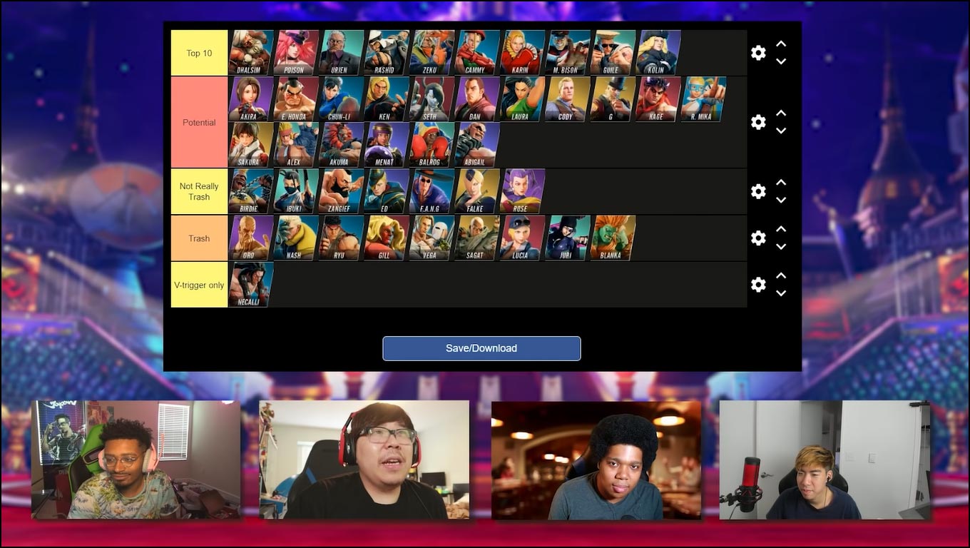 SF5 tierlist by Fuudo, Bonchan and Moke : r/StreetFighter