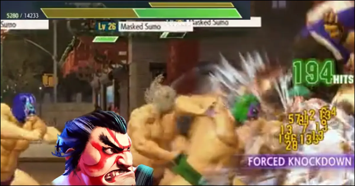 Sumos gang up and perform nearly 200-hit combo against poor player and ...