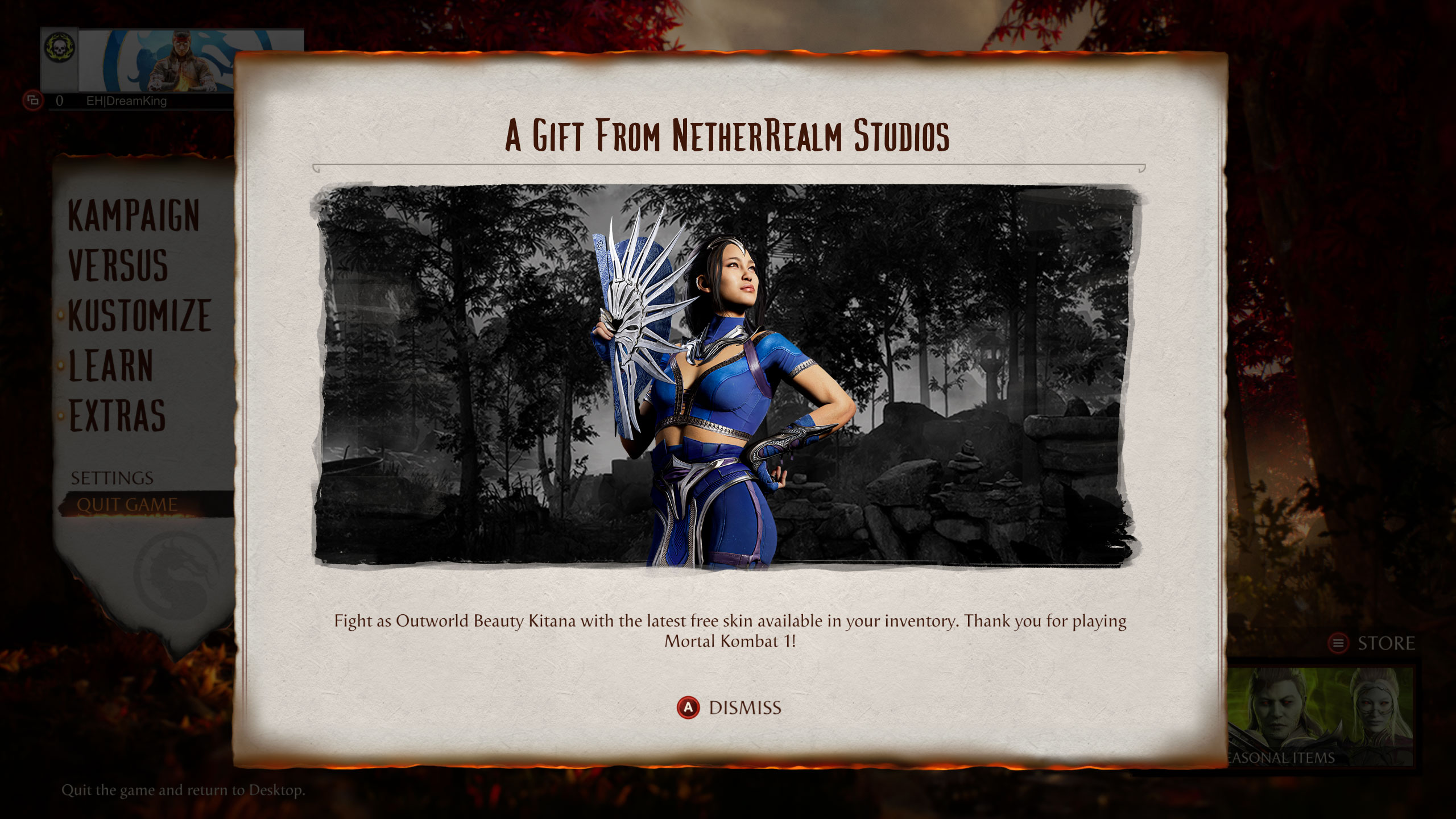 Free maskless Kitana skin in Mortal Kombat 1 1 out of 3 image gallery