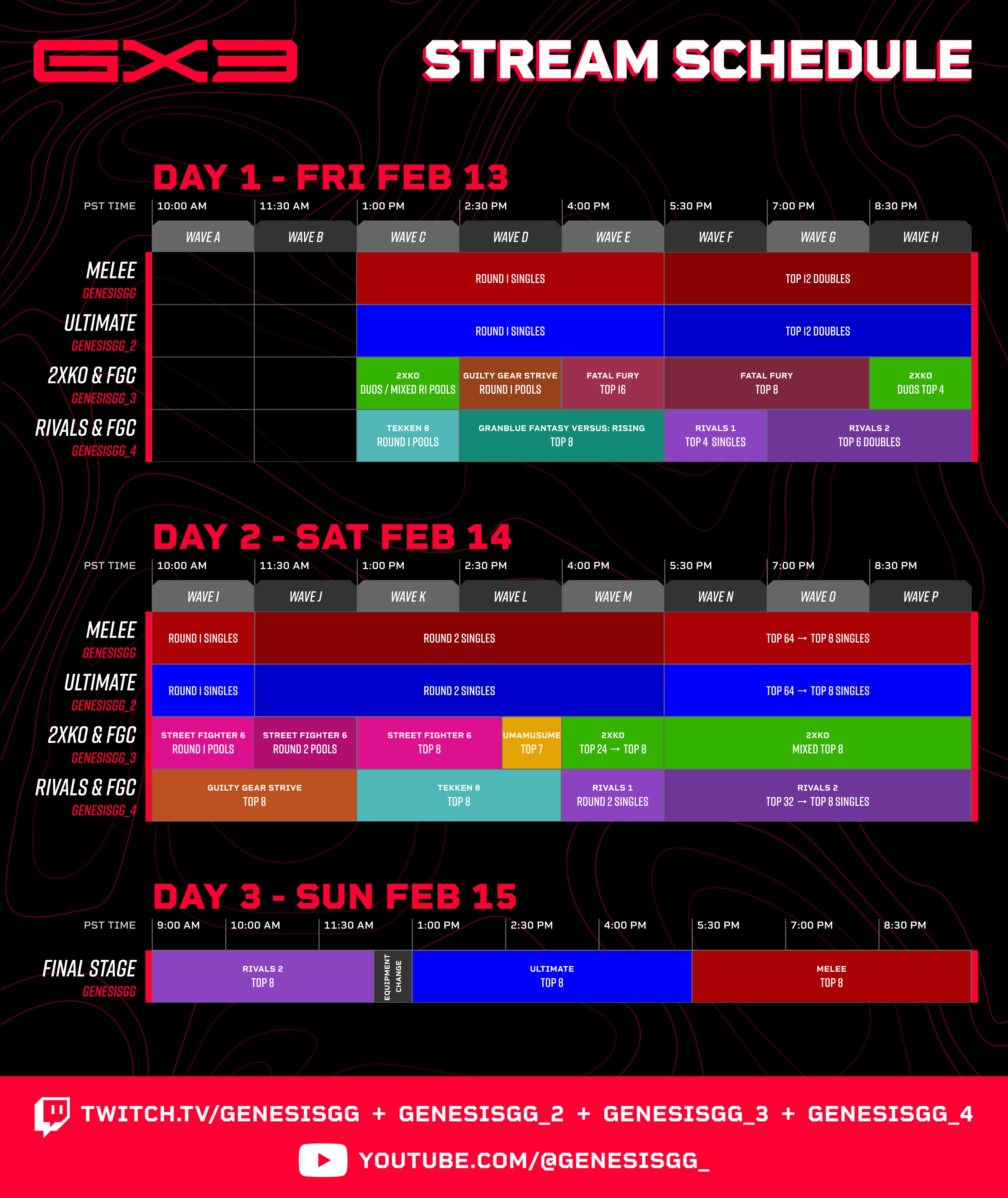 Genesis X3 Event Schedule 1 out of 1 image gallery
